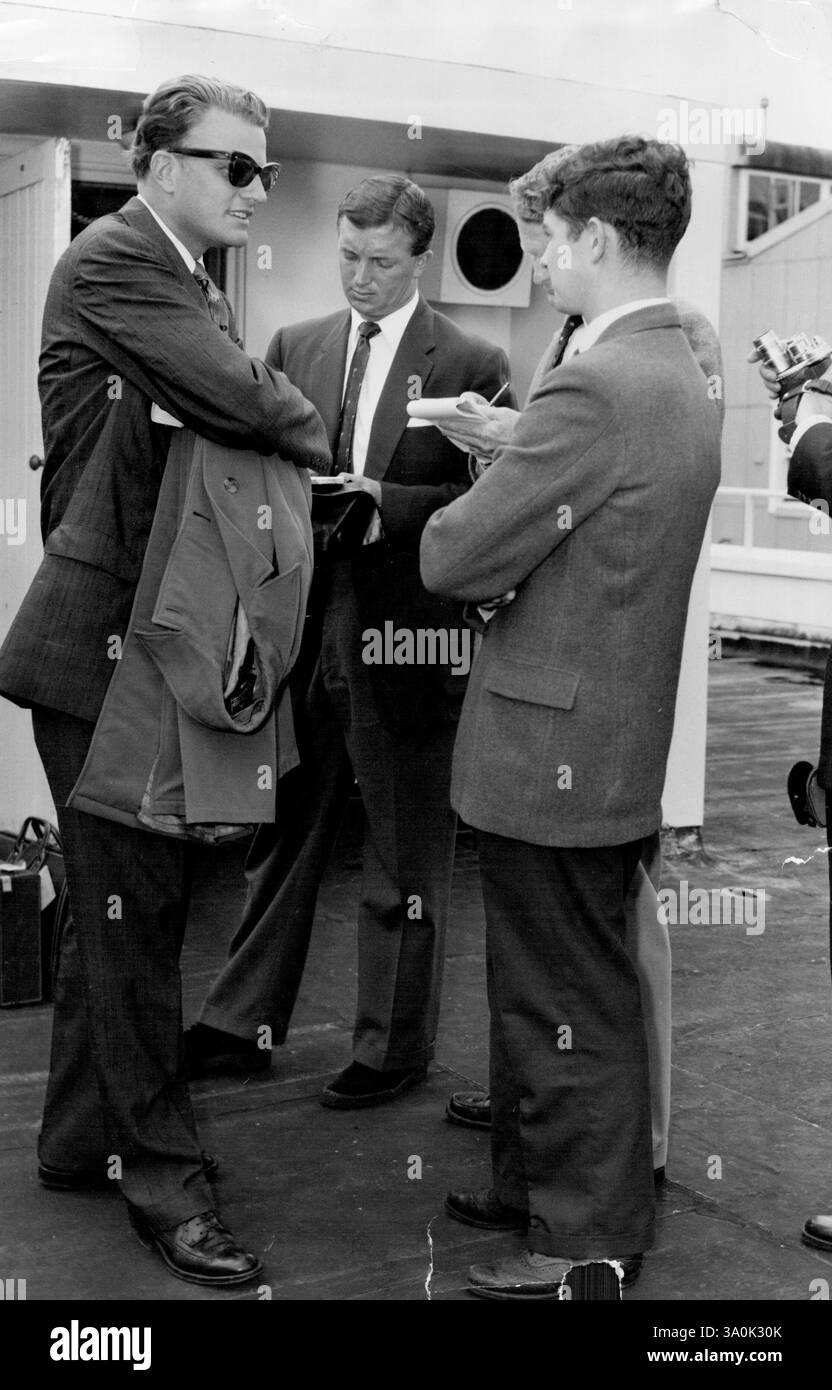 Richie Benaud, Dr. Billy Graham *****. March 18, 1959 Stock Photo - Alamy