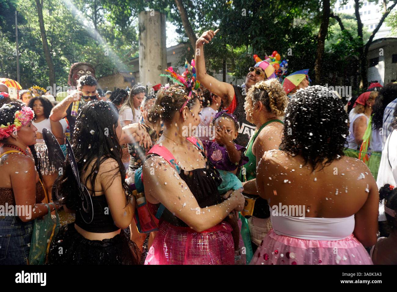 Revelers have fun at the carnival street party in Sao Paulo, Brazil, on ...