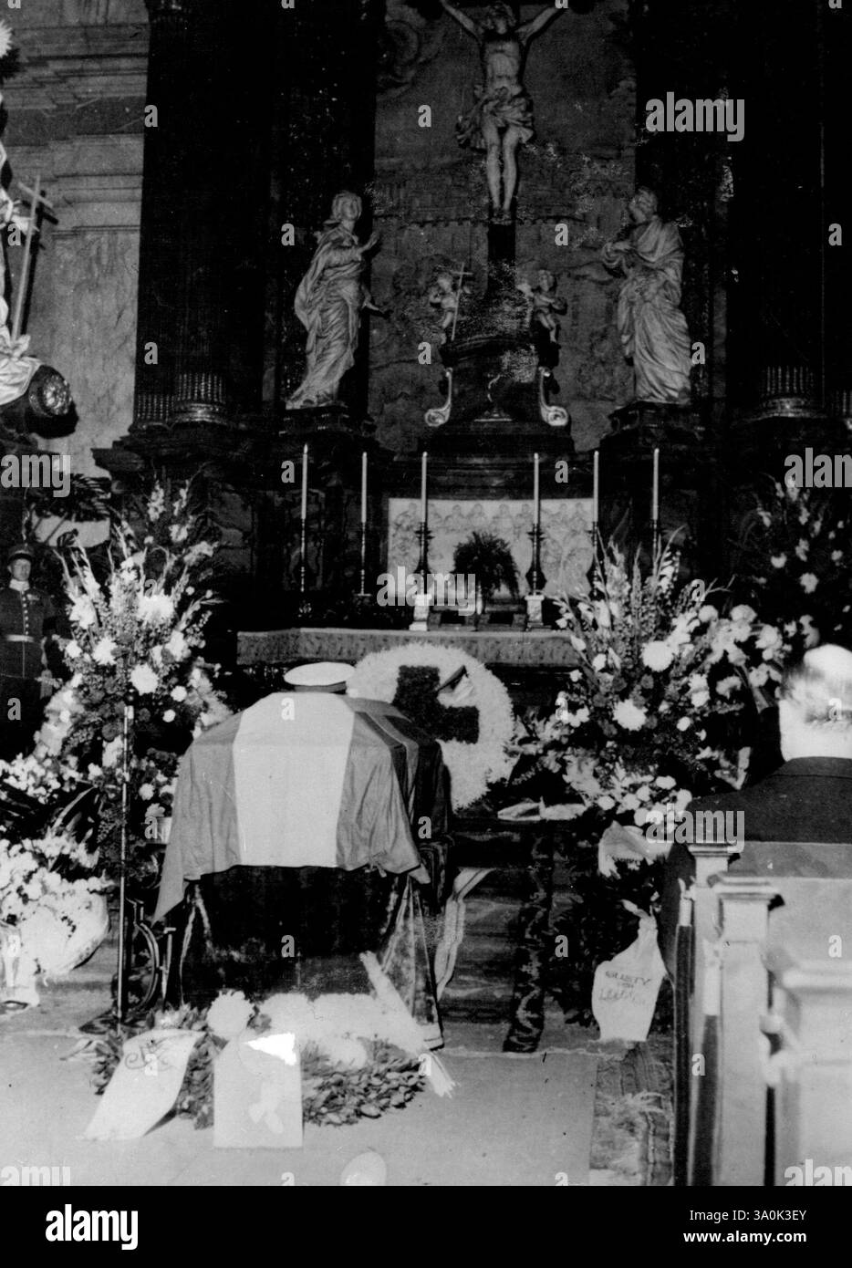 Funeral Of Count Bernadotte -- The flag draped coffin of Count Folke ...