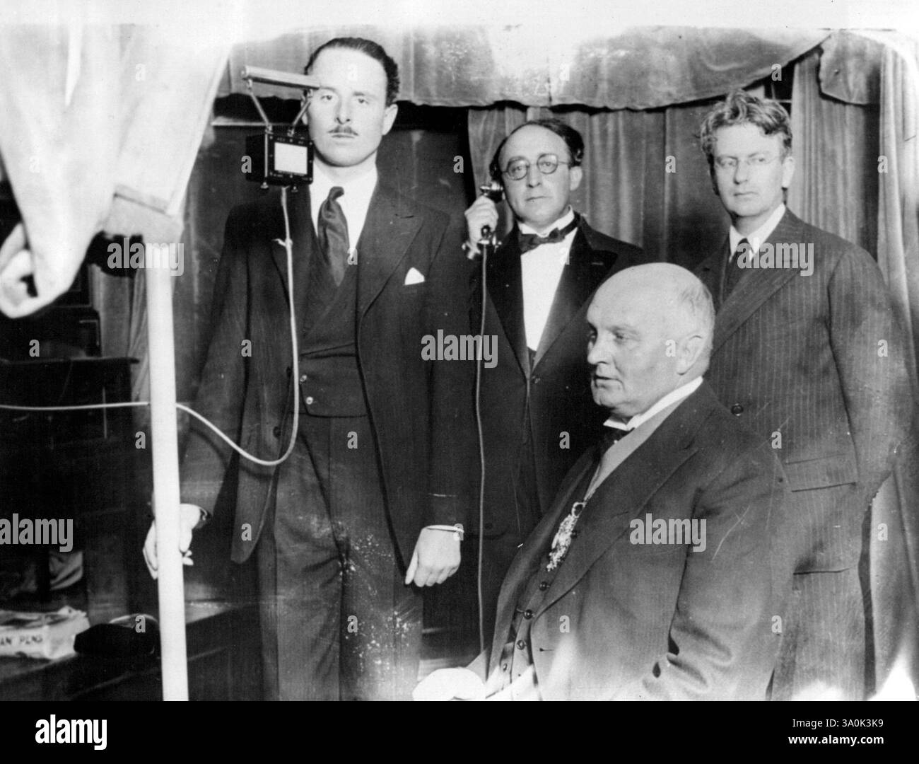 Left to right: Sir Oswold Mosley, M.P., Mr. Sidney A. Mosley, director of the Baird Television ...
