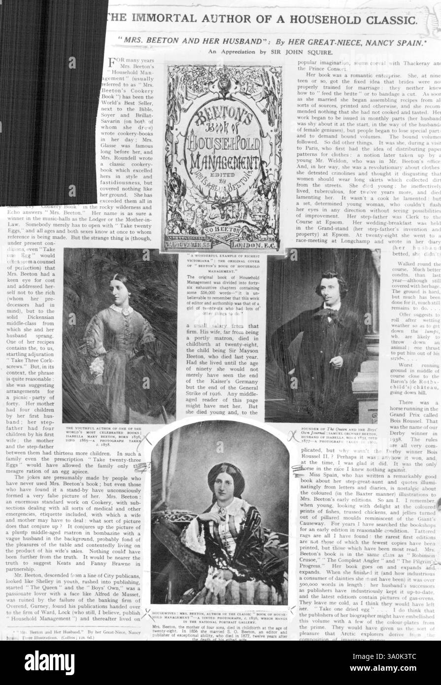 Mrs. Beeton, the famous cook with her gargantuan recipes ("take six ...
