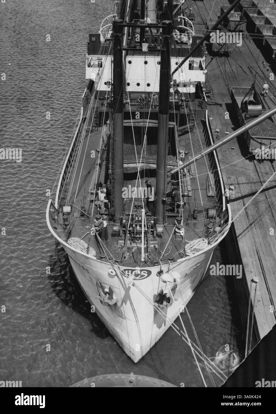 Bird's Eye View timber-carrying ship, Matthew Flinders, at her Victoria ...