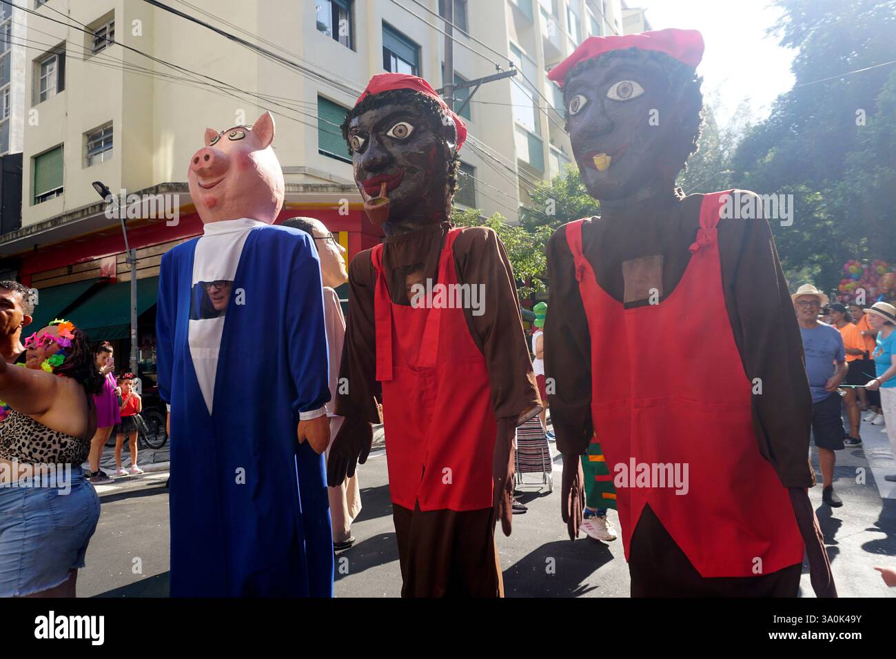 Revelers have fun at the carnival street party in Sao Paulo, Brazil, on ...