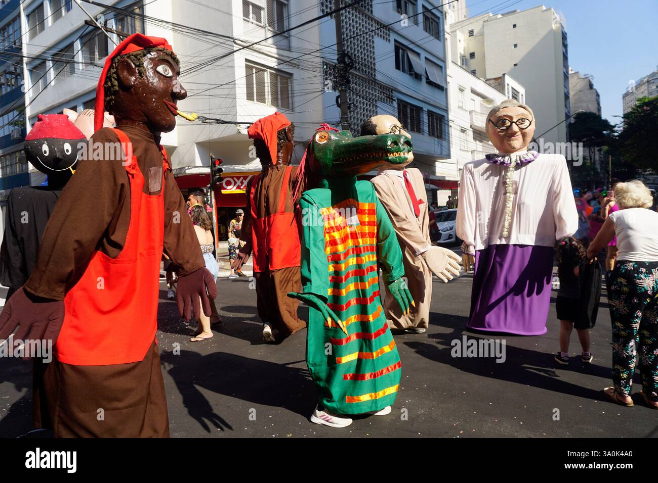 Revelers have fun at the carnival street party in Sao Paulo, Brazil, on ...