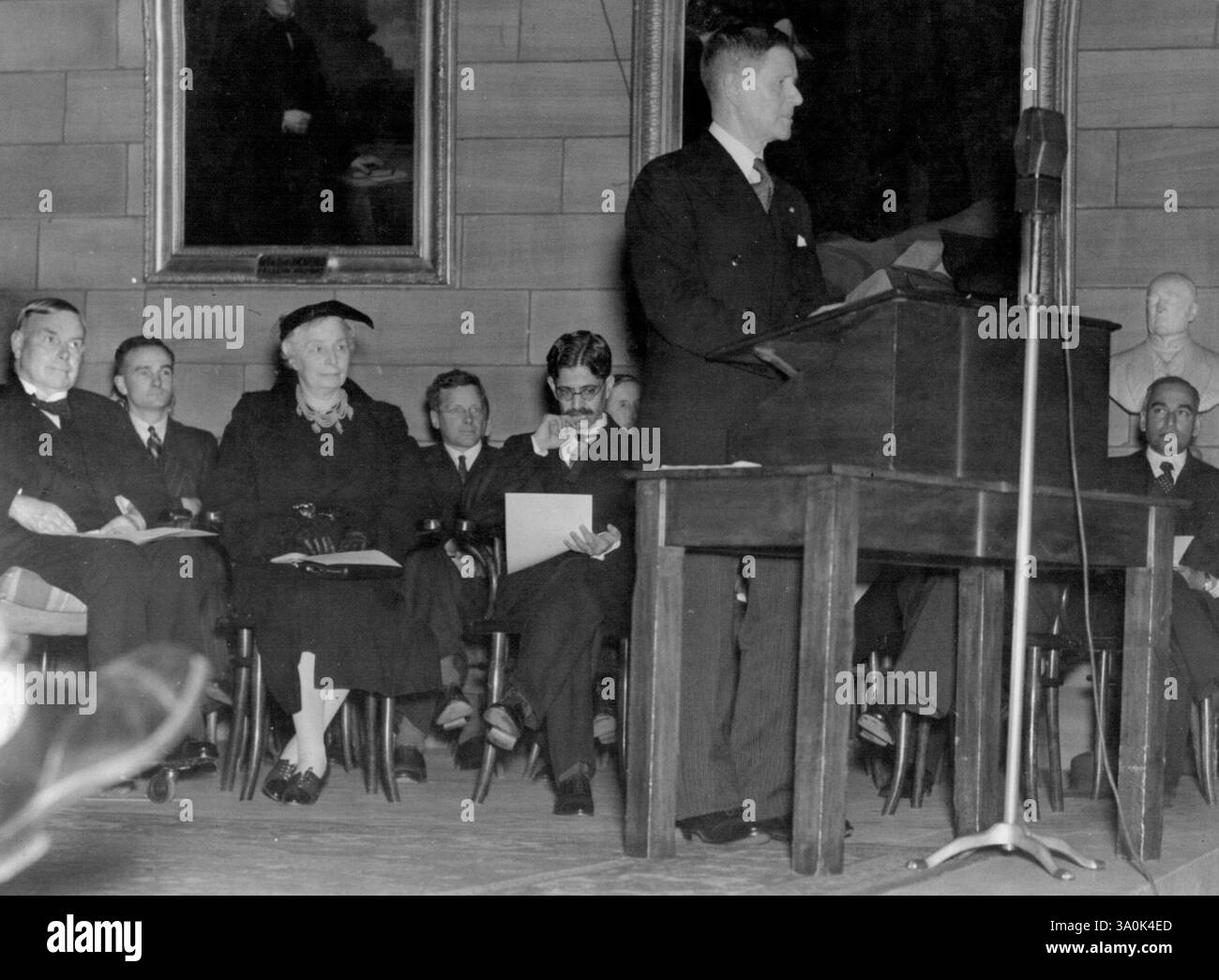 Sir Thomas Bavin declaring conference open. September 4, 1938 Stock ...