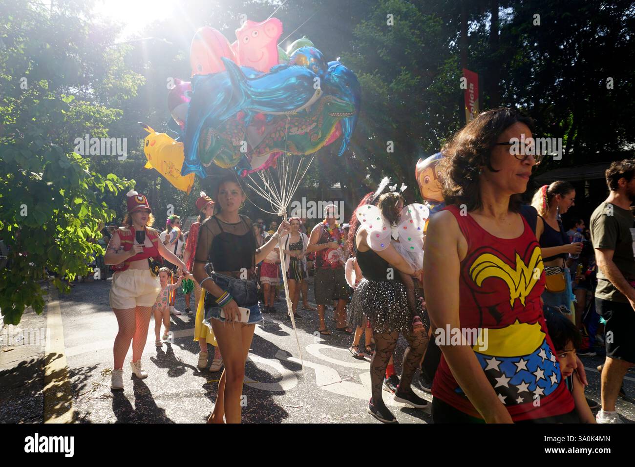 Revelers have fun at the carnival street party in Sao Paulo, Brazil, on ...
