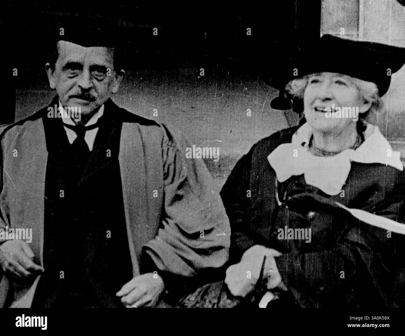 The Famed Creator of "Peter Pan" -- Sir James Barrie -- seen with dame ...