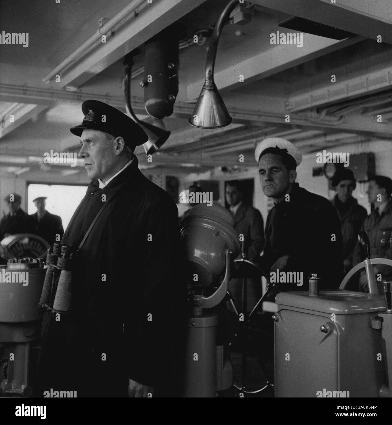 Capt Blackwood, Clyde Pilot, a bridge during speed run. May 01, 1955 ...