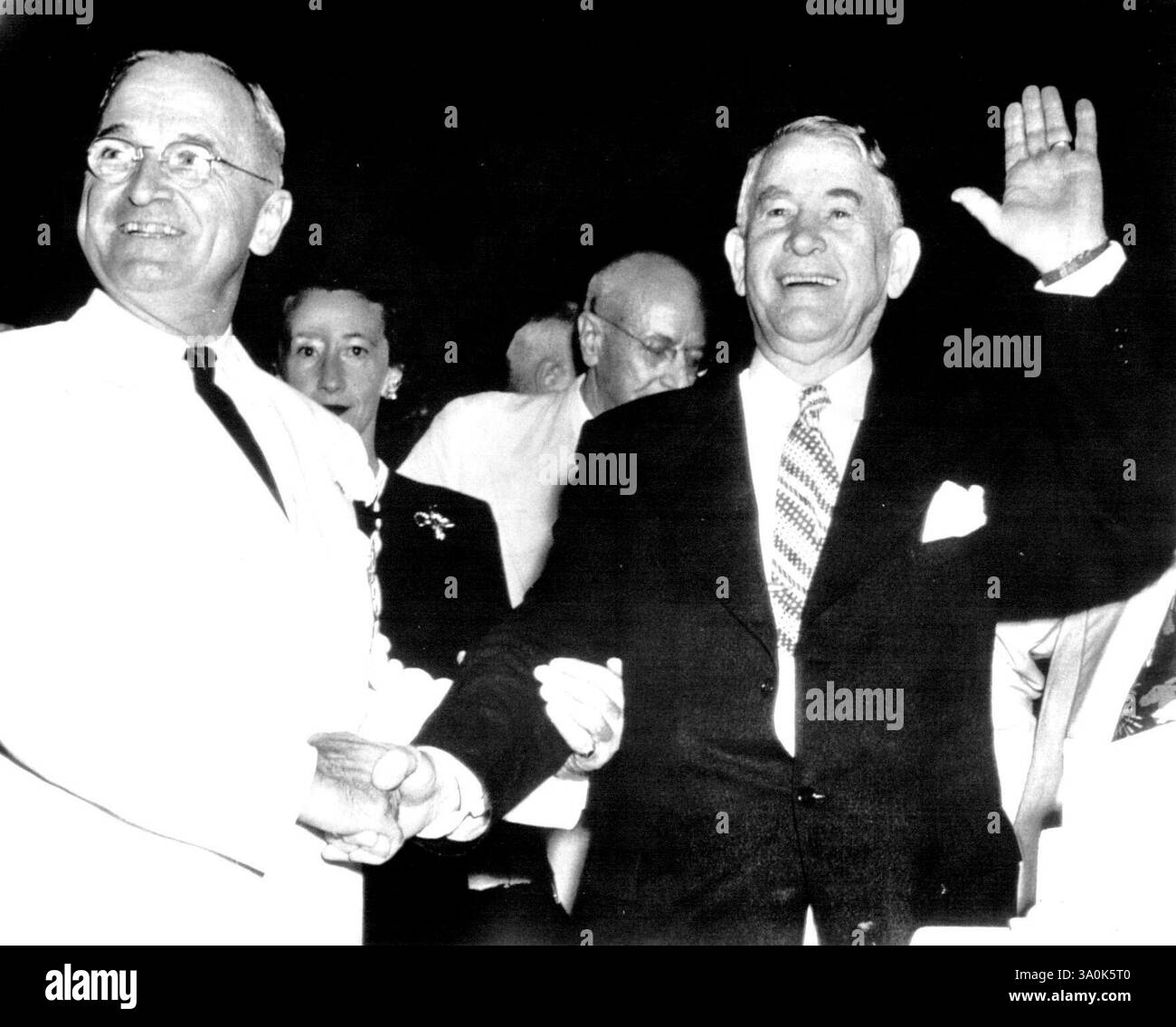 Winner Shake Hands -- President Harry S. Truman (left) and Sen. Alben W ...