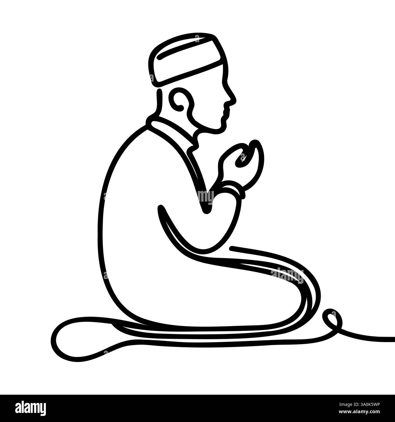 Continuous one line drawing of muslim prayer. Single line drawing ...
