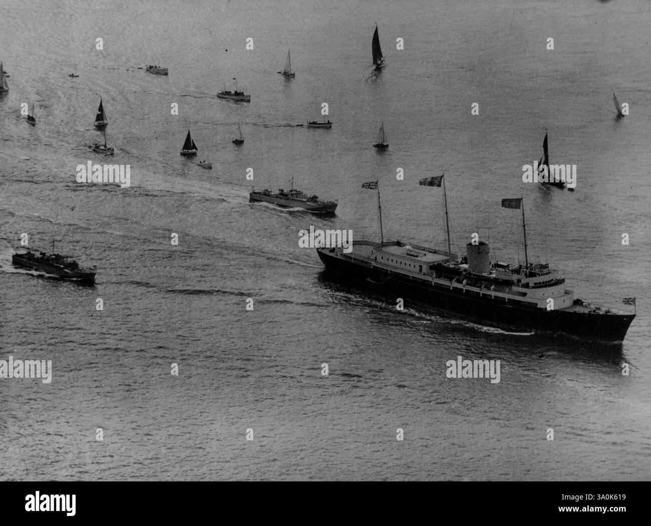 The Little Ships Welcome Home The Queen -- The Scene in the Solent as ...