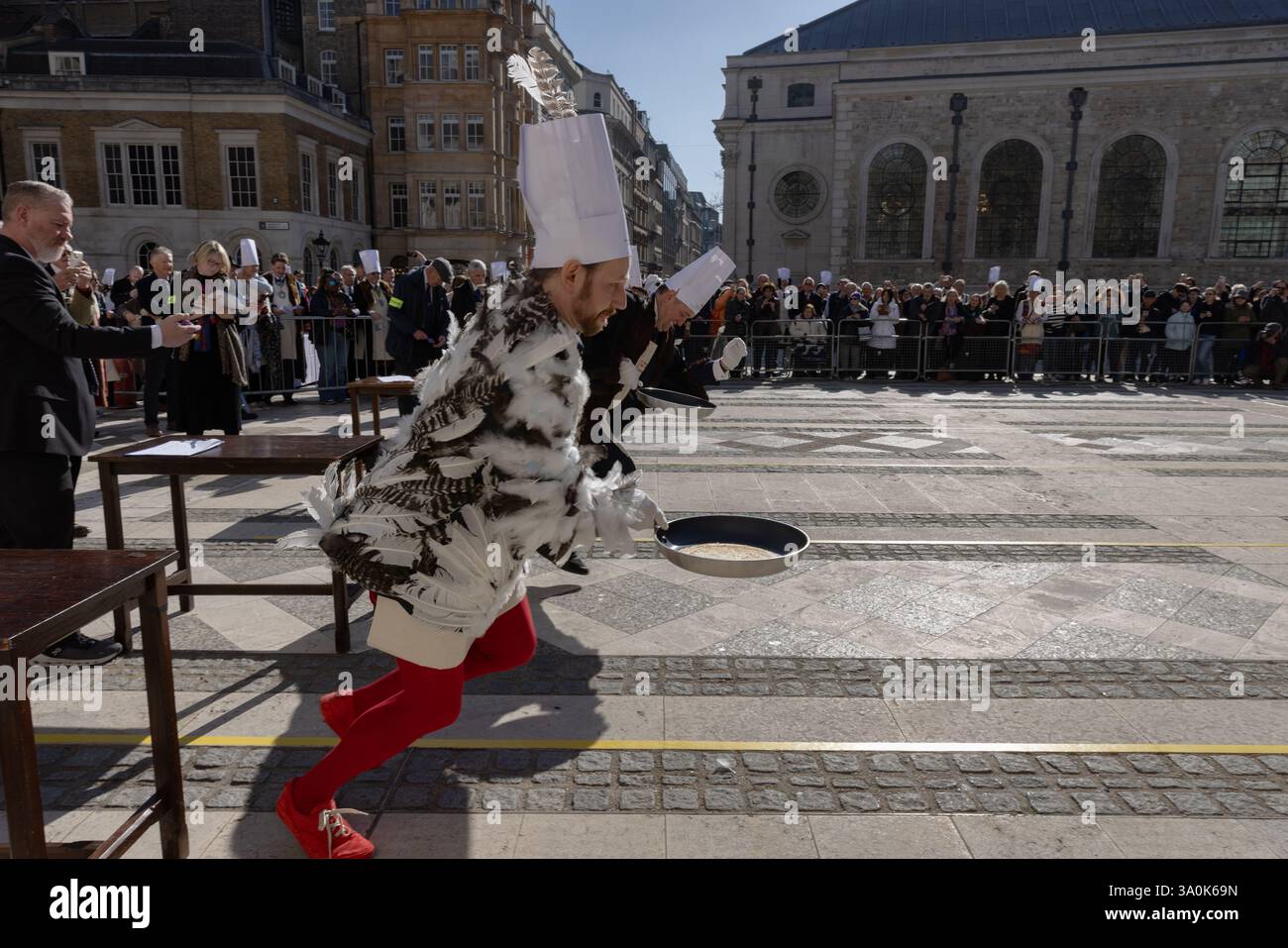 London, UK. 4th Mar, 2025. Inter-Livery Pancake Race at the Guildhall ...