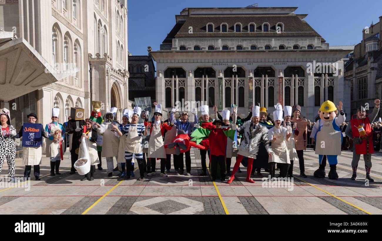 London, UK. 4th Mar, 2025. Inter-Livery Pancake Race at the Guildhall ...