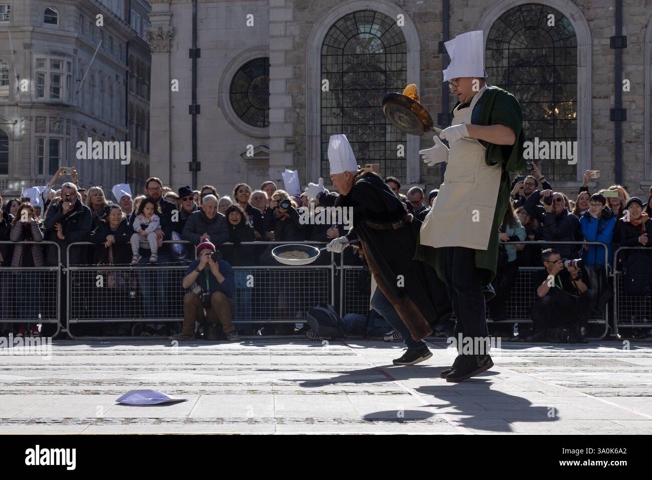 London, UK. 4th Mar, 2025. Inter-Livery Pancake Race at the Guildhall ...