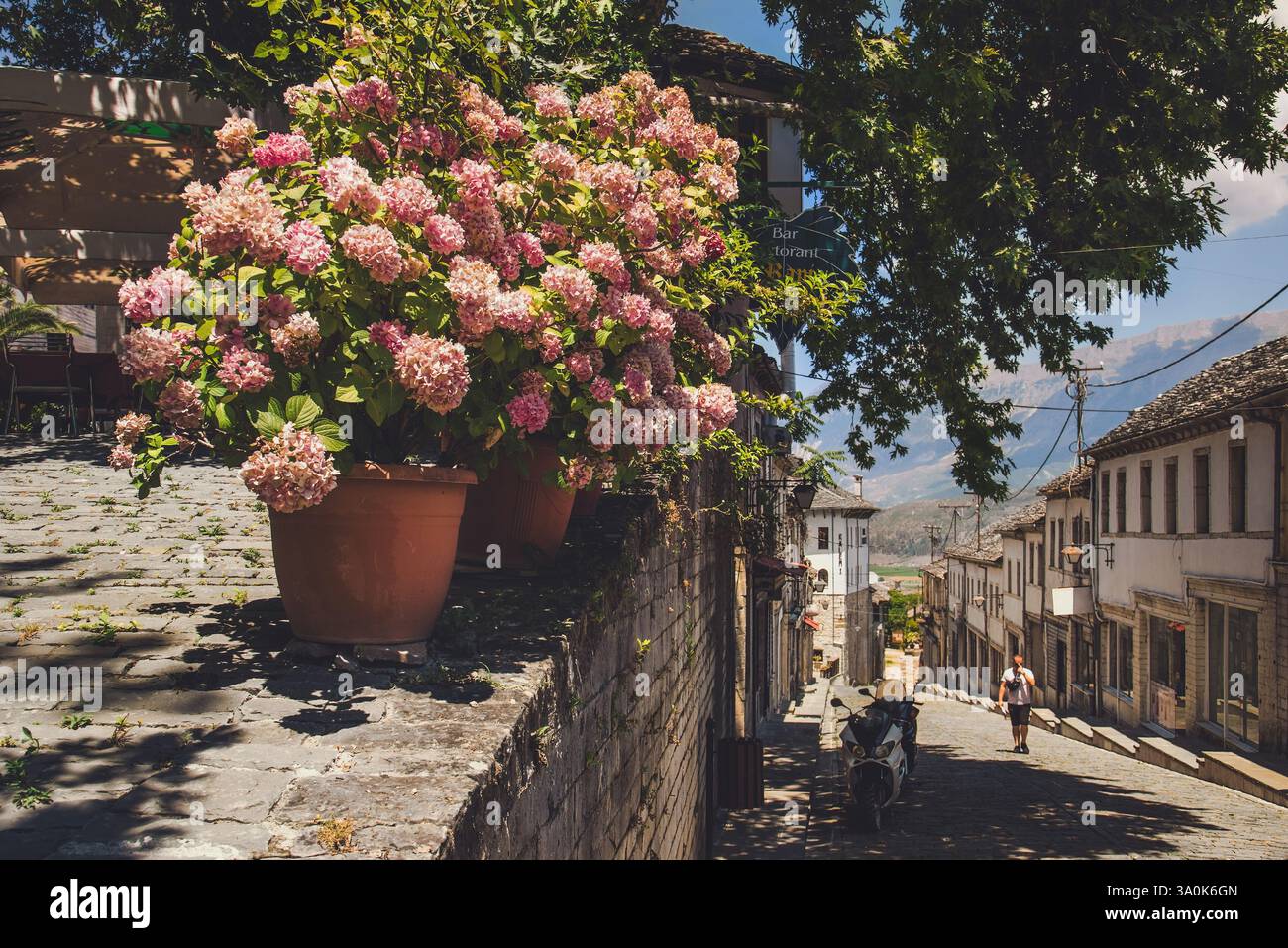 Old Street Scene in Historic Town Gjirokastra Stock Photo - Alamy