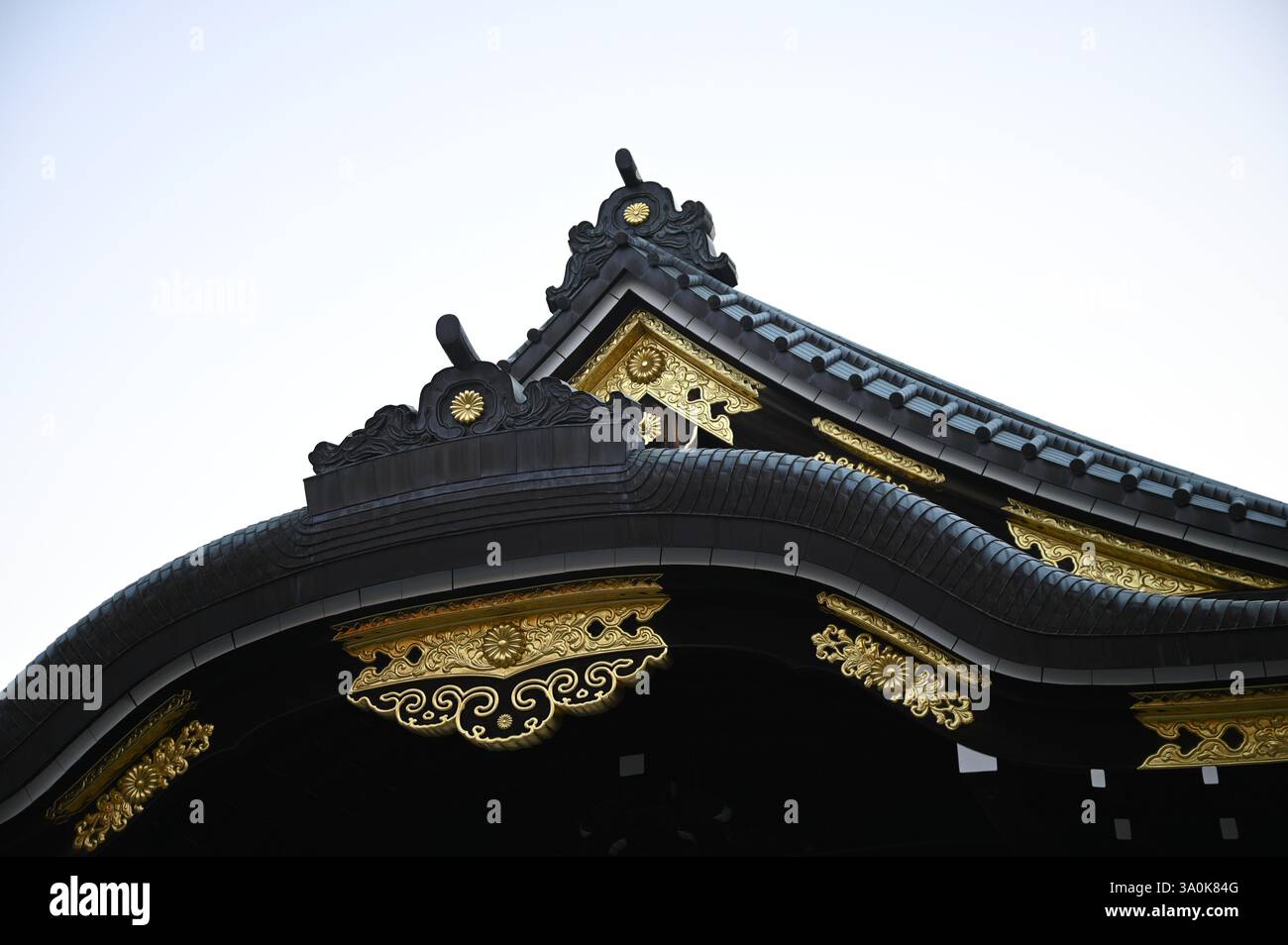 Landscape with scenic Haiden rooftop and exterior view of Yasukuni ...