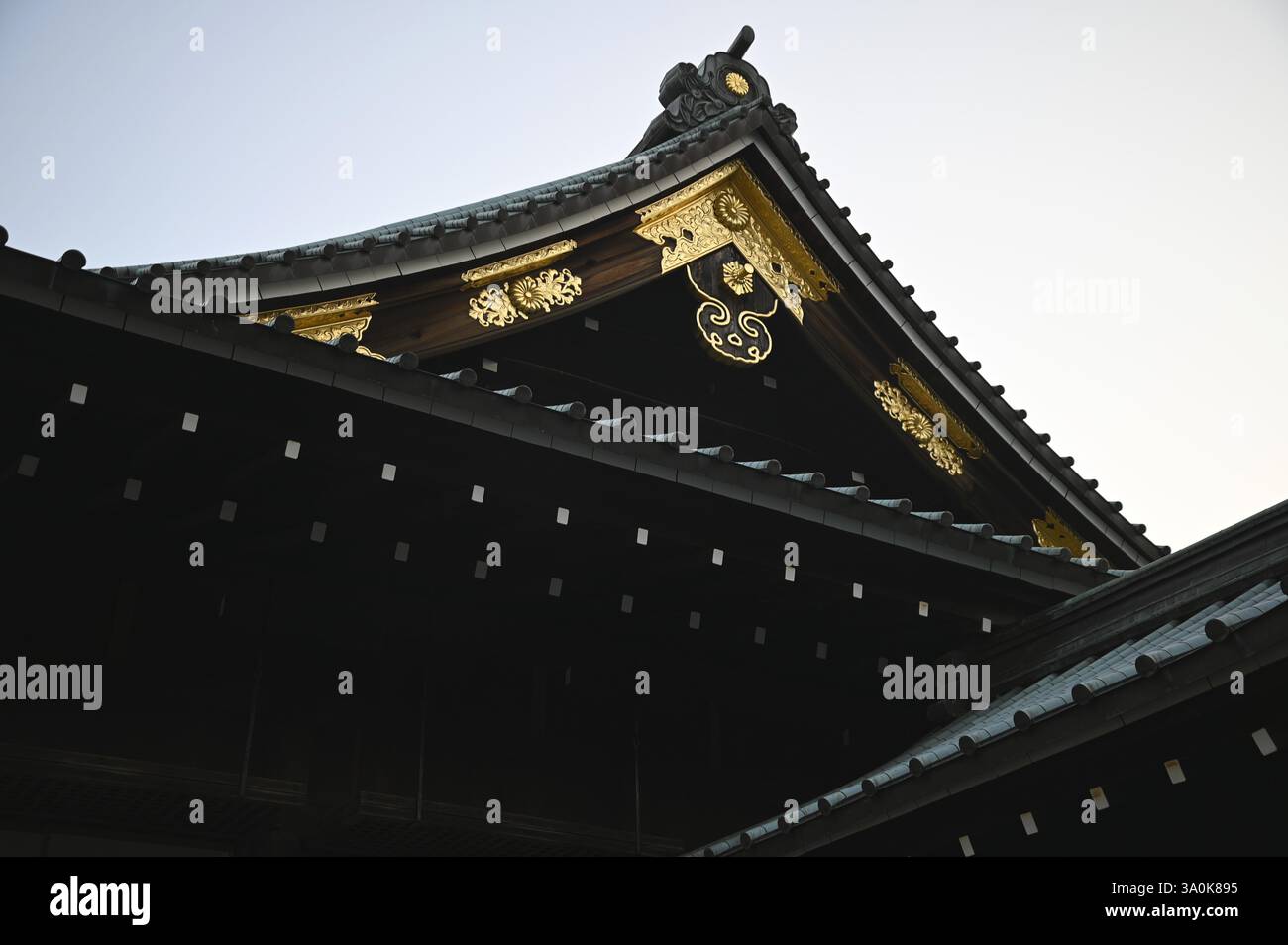Landscape with scenic Haiden rooftop and exterior view of Yasukuni ...
