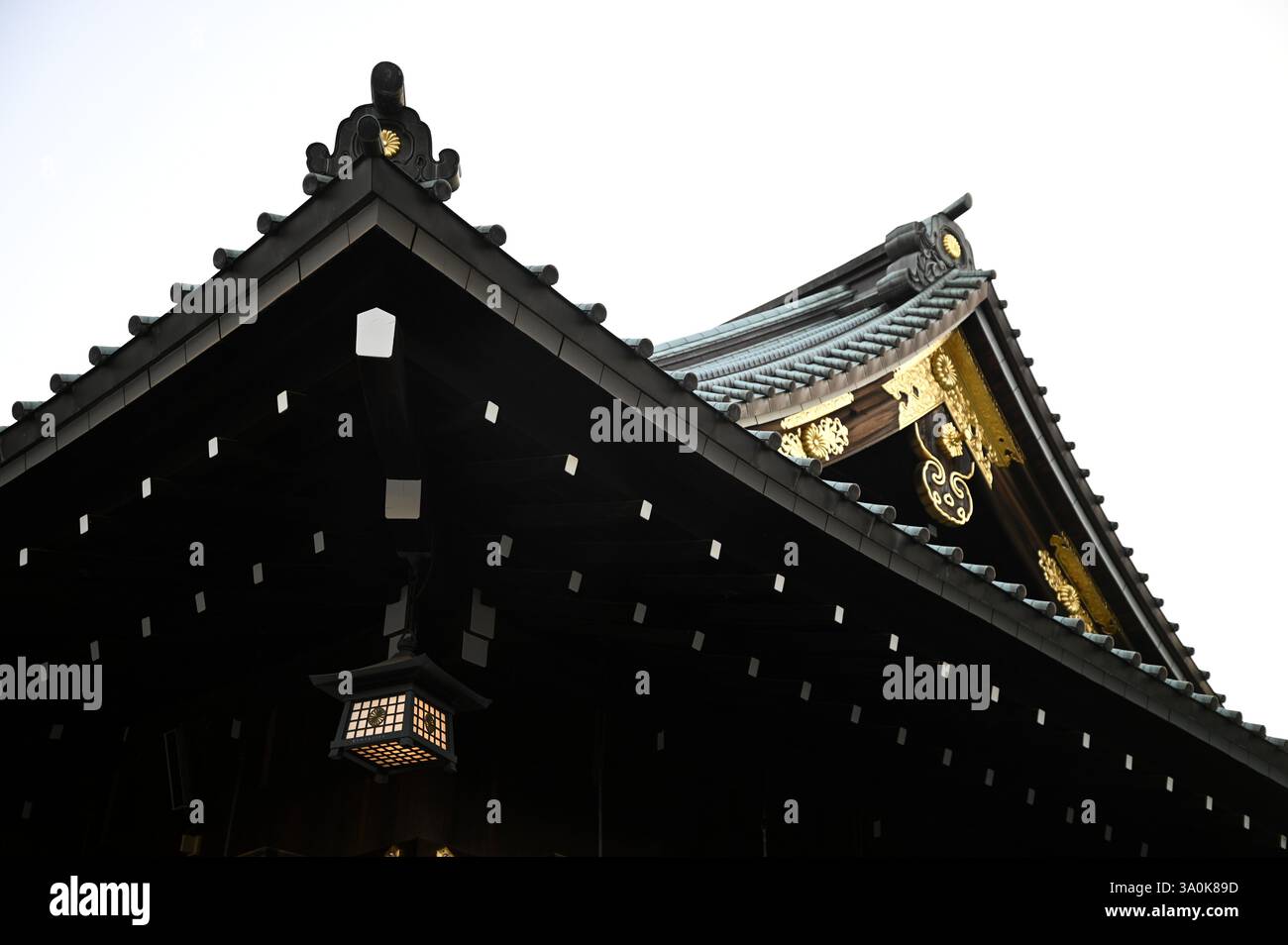 Landscape with scenic Haiden rooftop and exterior view of Yasukuni ...
