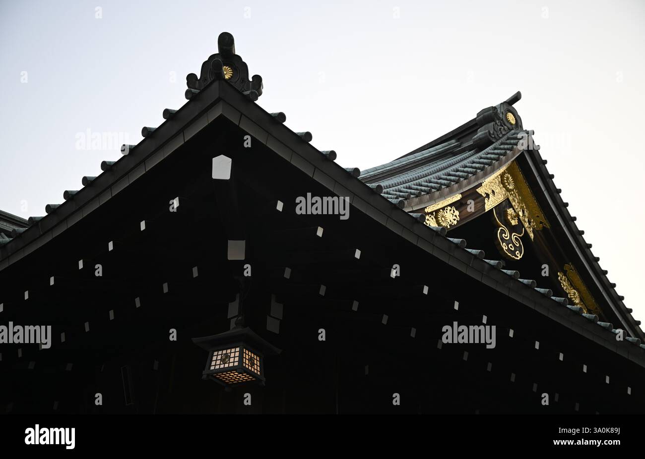 Landscape with scenic Haiden rooftop and exterior view of Yasukuni ...