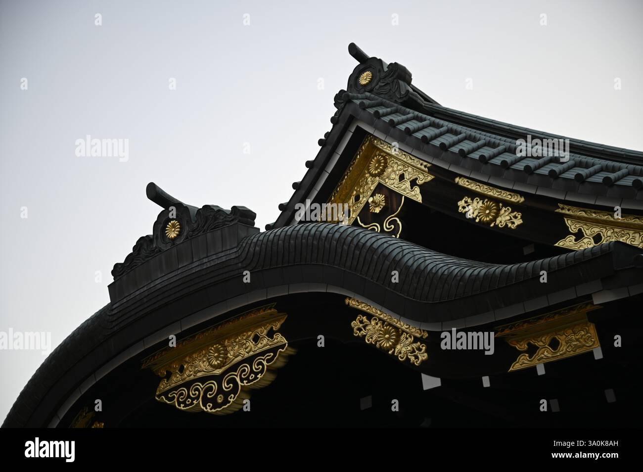 Landscape with scenic Haiden rooftop and exterior view of Yasukuni ...