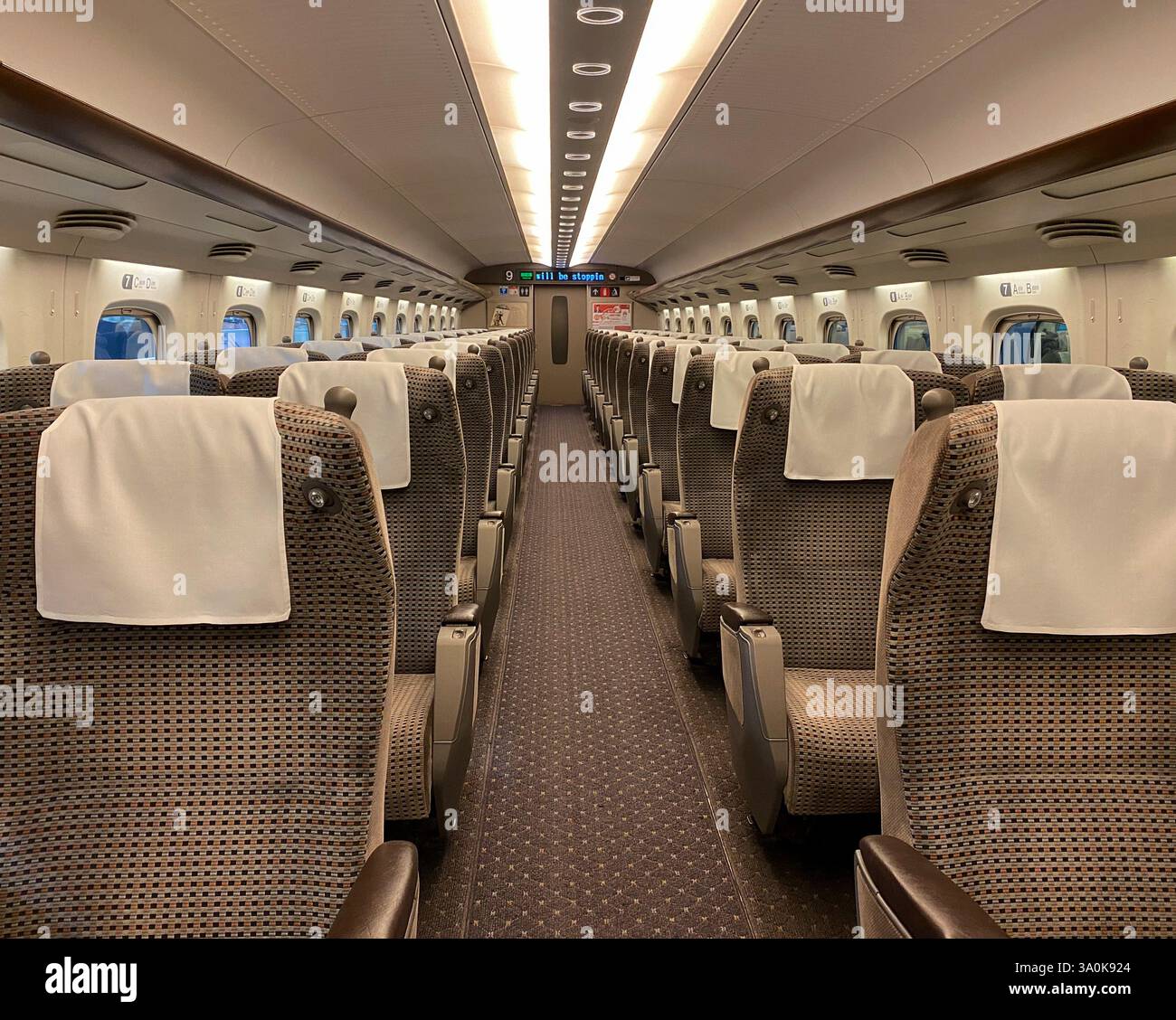 Green Car Class seats of the bullet train Tōhoku Shinkansen operated by ...