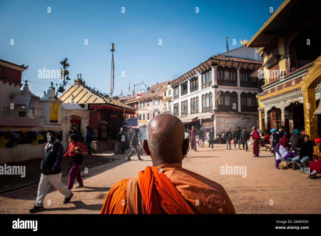 Nepal, Bouddhnath, monk Stock Photo - Alamy