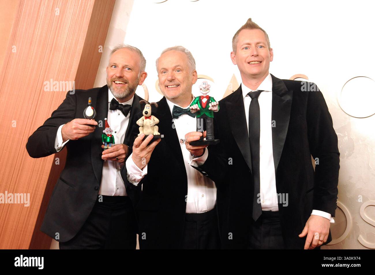 Richard Beek, Nick Park und Merlin Crossingham bei der Oscar Verleihung ...