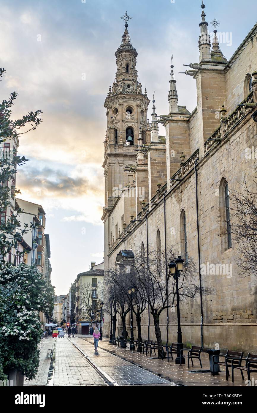 Street view of Santa Mar a de la Redonda in Logrono, Spain, with its ...