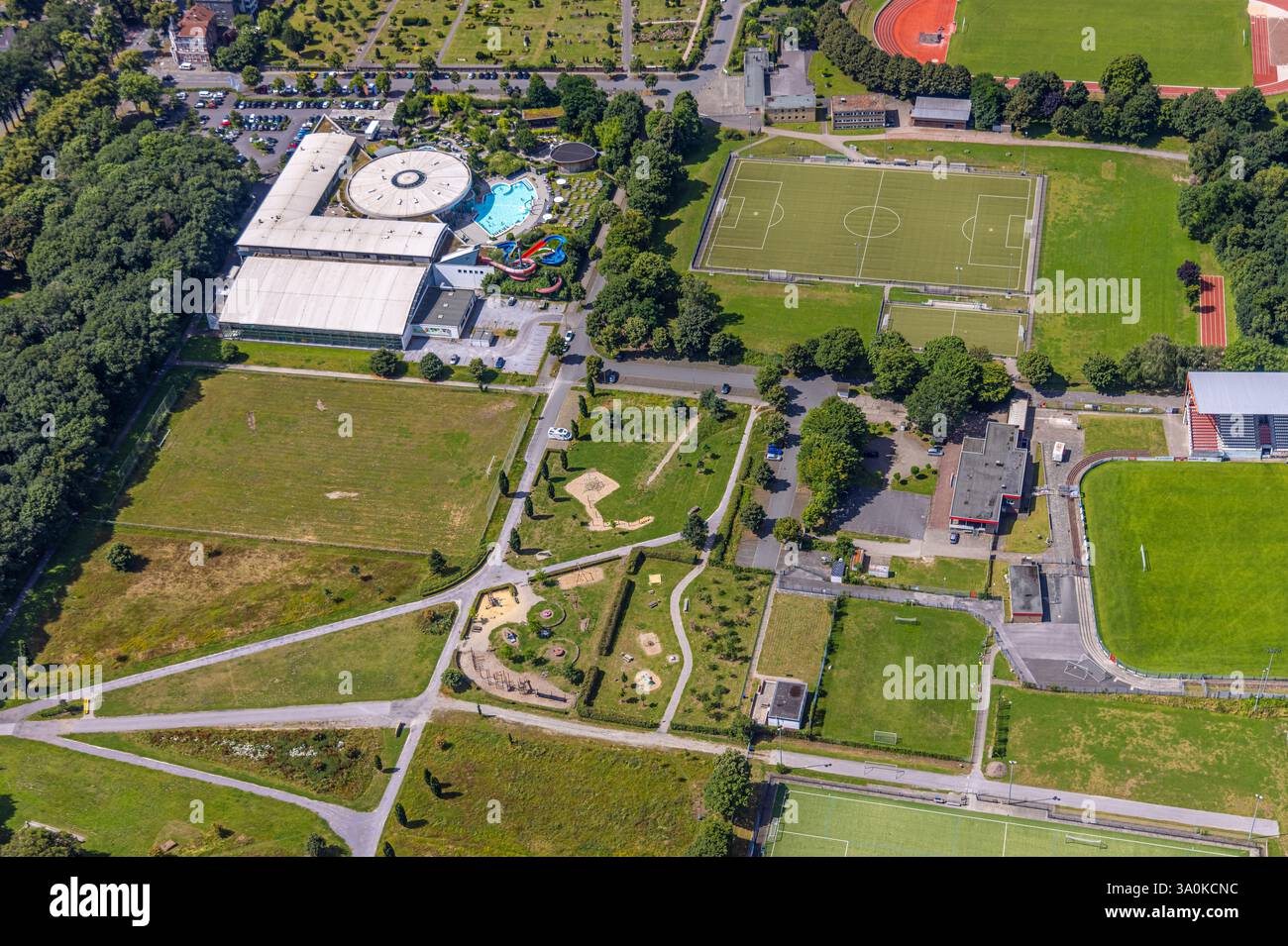 Aerial view, Sportzentrum Ost with Jahnstadion Hammer SpVg 03/04 e.V ...