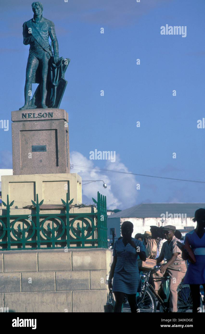 Nelson statue. Bridgetown, Barbados 1970s. A bronze statue of British ...