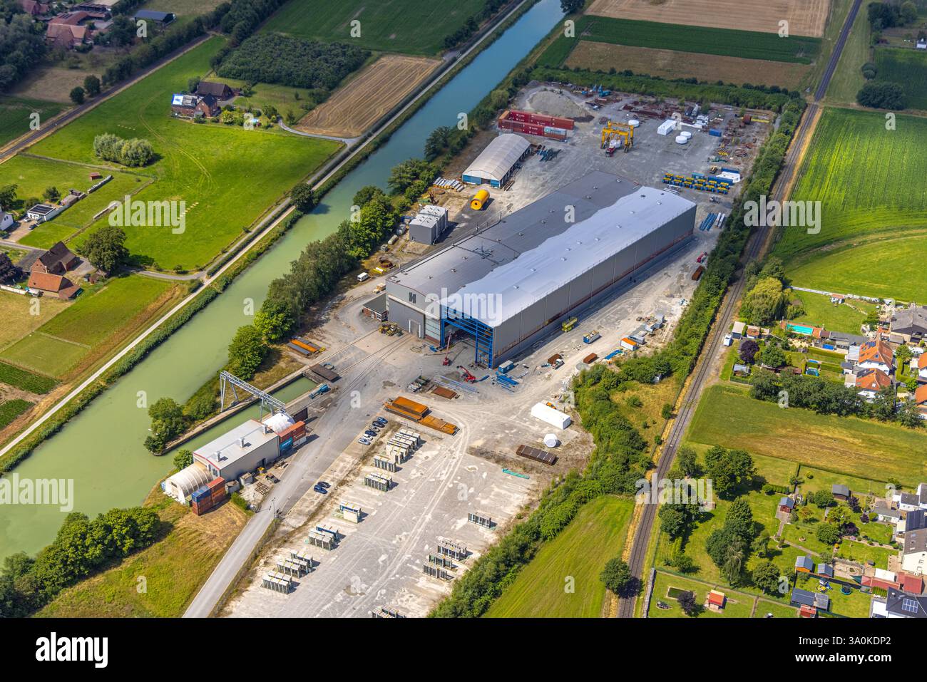 Aerial view, new hall construction of the Hoffmeier company ...