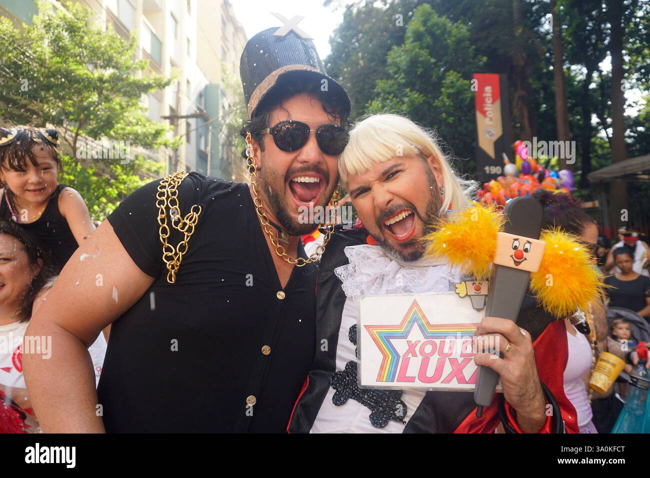 Revelers have fun at the carnival street party in Sao Paulo, Brazil, on ...