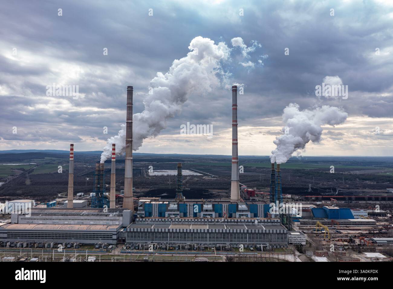 Aerial view of thermal power plant Maritsa East 2 Stara Zagora Region ...