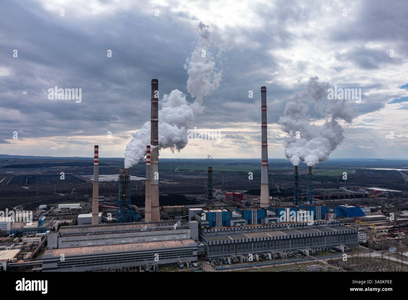 Aerial view of thermal power plant Maritsa East 2 Stara Zagora Region ...
