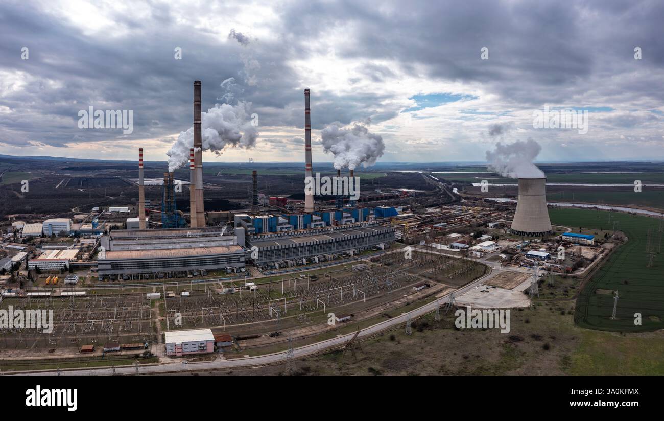Aerial view of thermal power plant Maritsa East 2 Stara Zagora Region ...