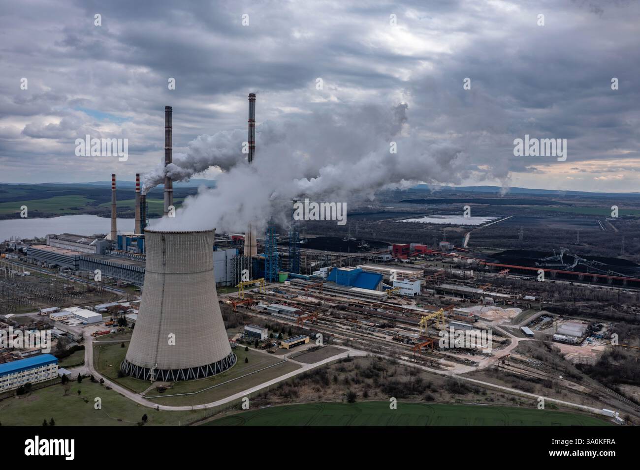 Aerial view of thermal power plant Maritsa East 2 Stara Zagora Region ...