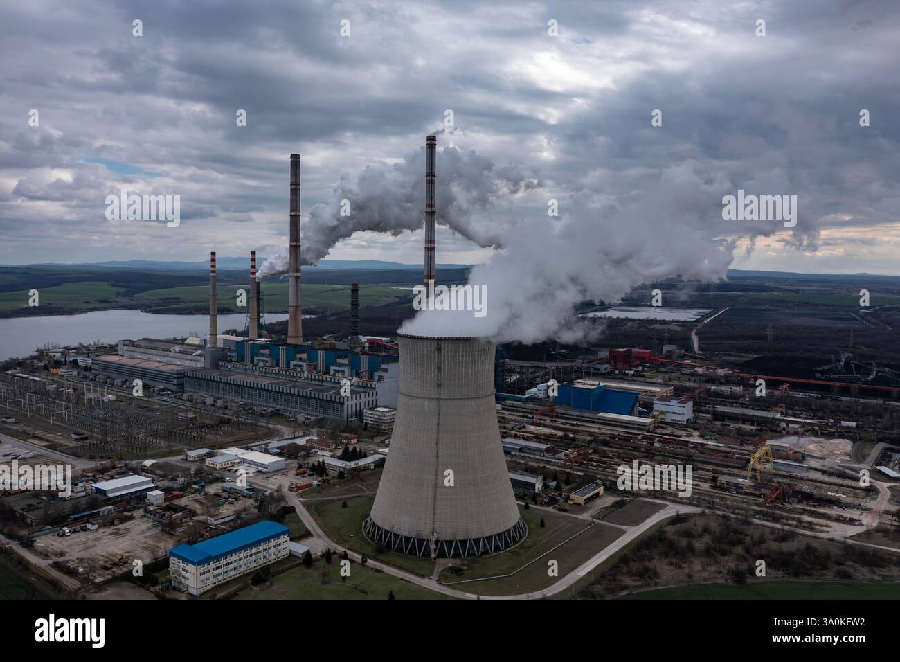 Aerial view of thermal power plant Maritsa East 2 Stara Zagora Region ...
