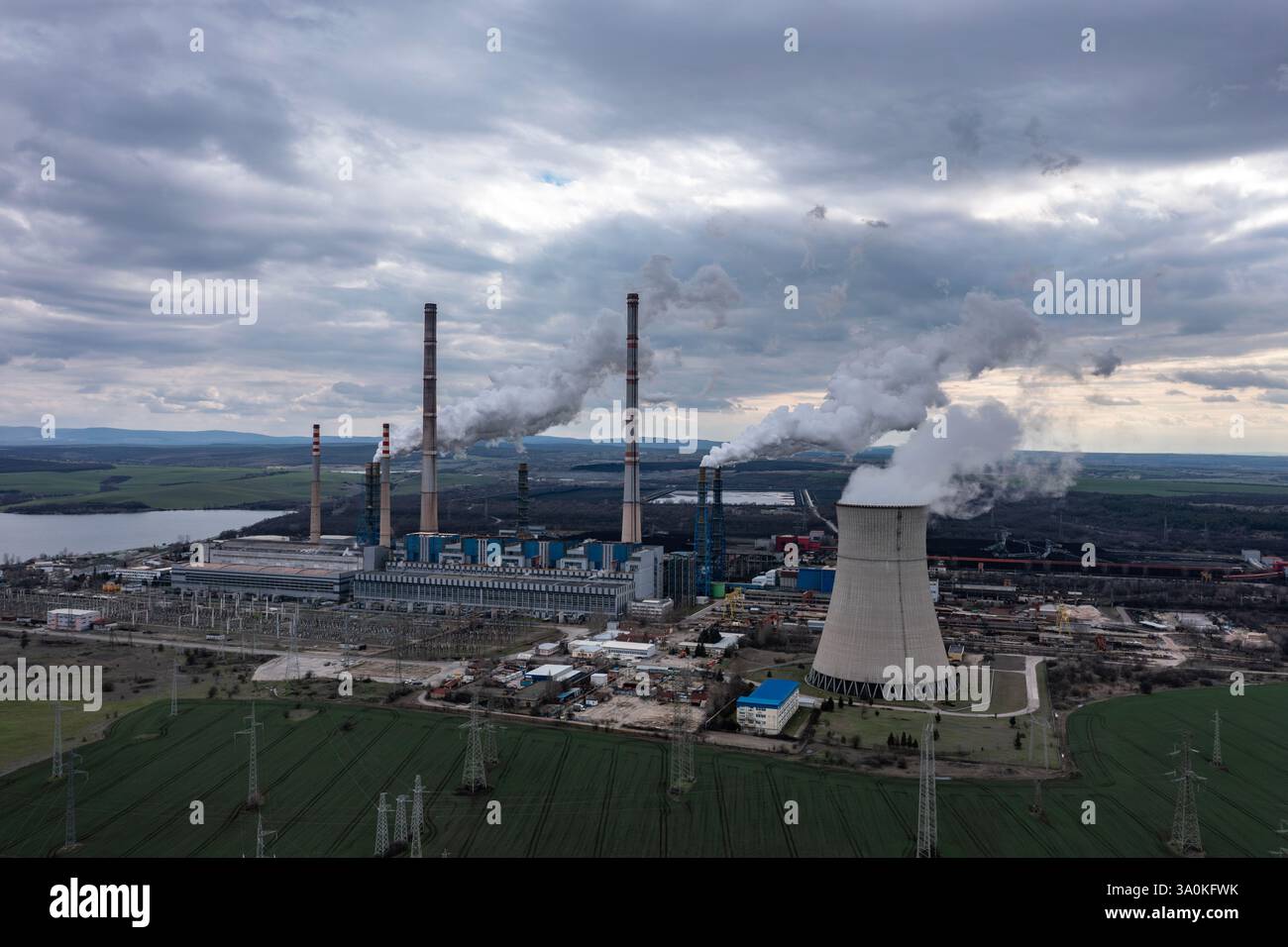 Aerial view of thermal power plant Maritsa East 2 Stara Zagora Region ...
