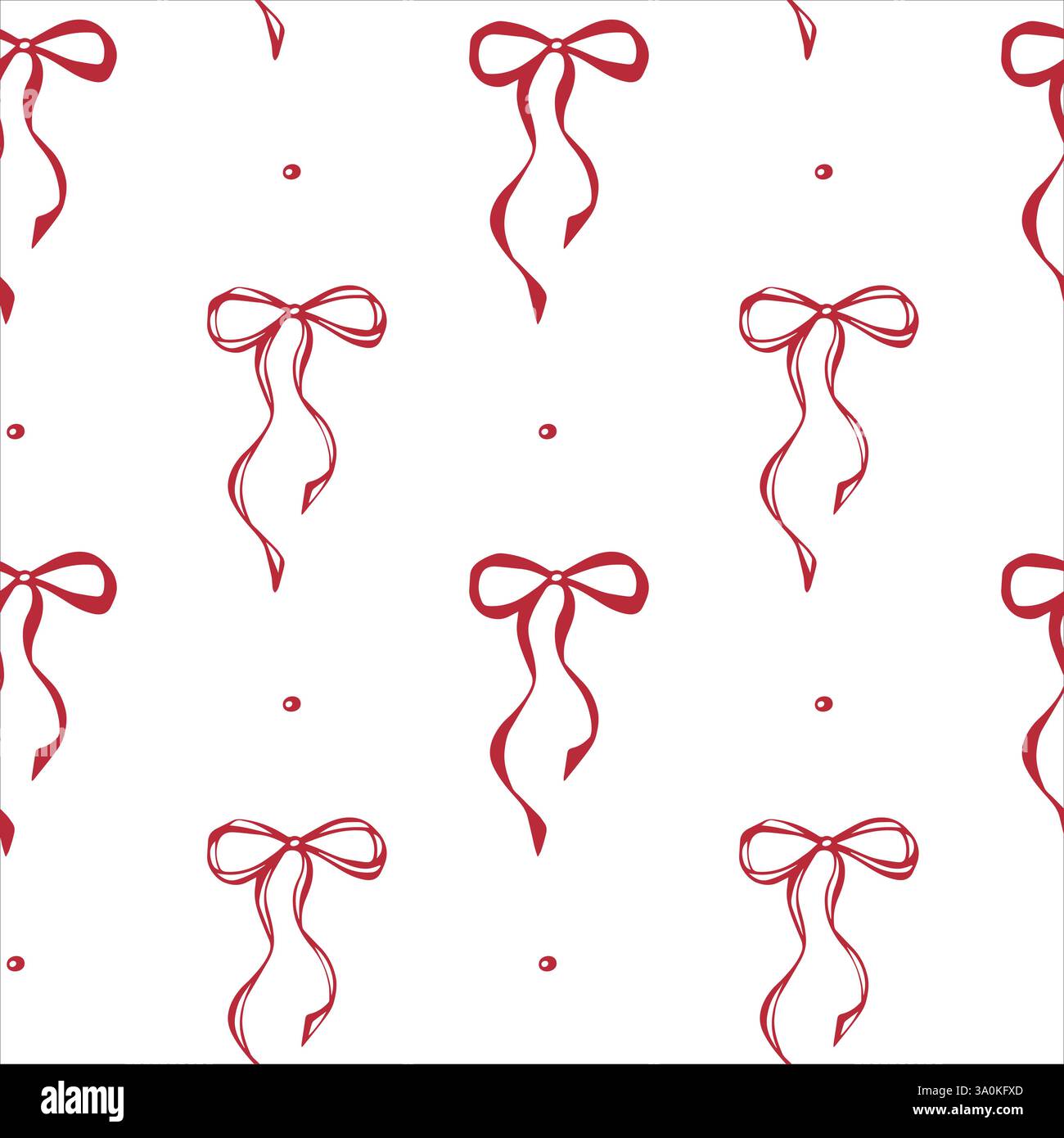 Red bows. Coquette core. Seamless pattern EPS vector hand drawn for ...