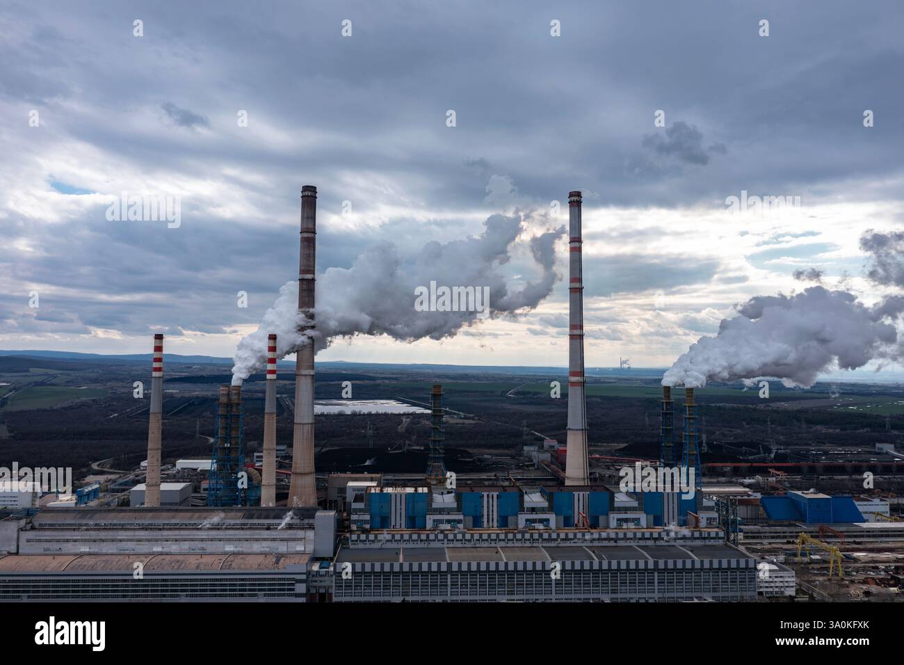 Aerial view of thermal power plant Maritsa East 2 Stara Zagora Region ...