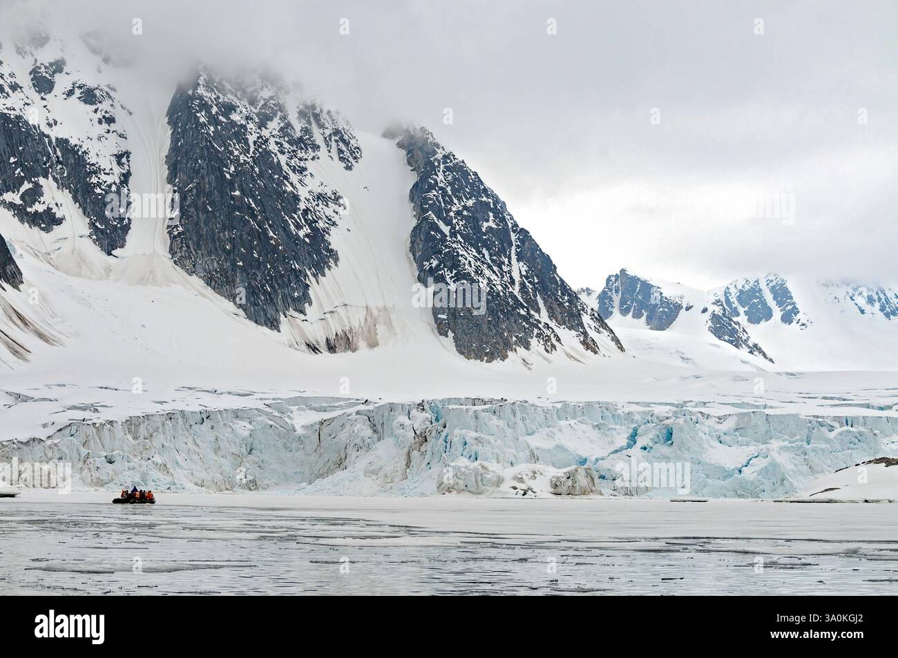 Ecotourists approaching "Smithbreen", a spectacular glacier in ...
