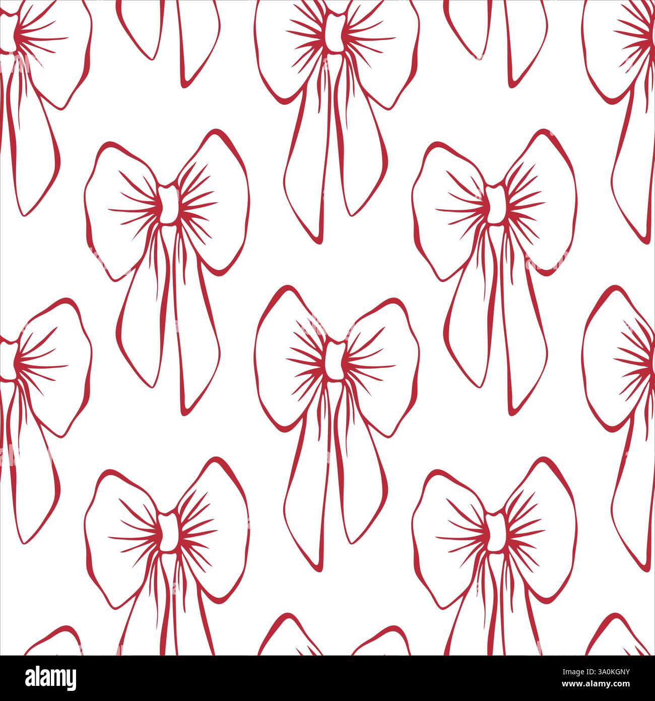 Red bows. Coquette core. Seamless pattern EPS vector hand drawn for ...