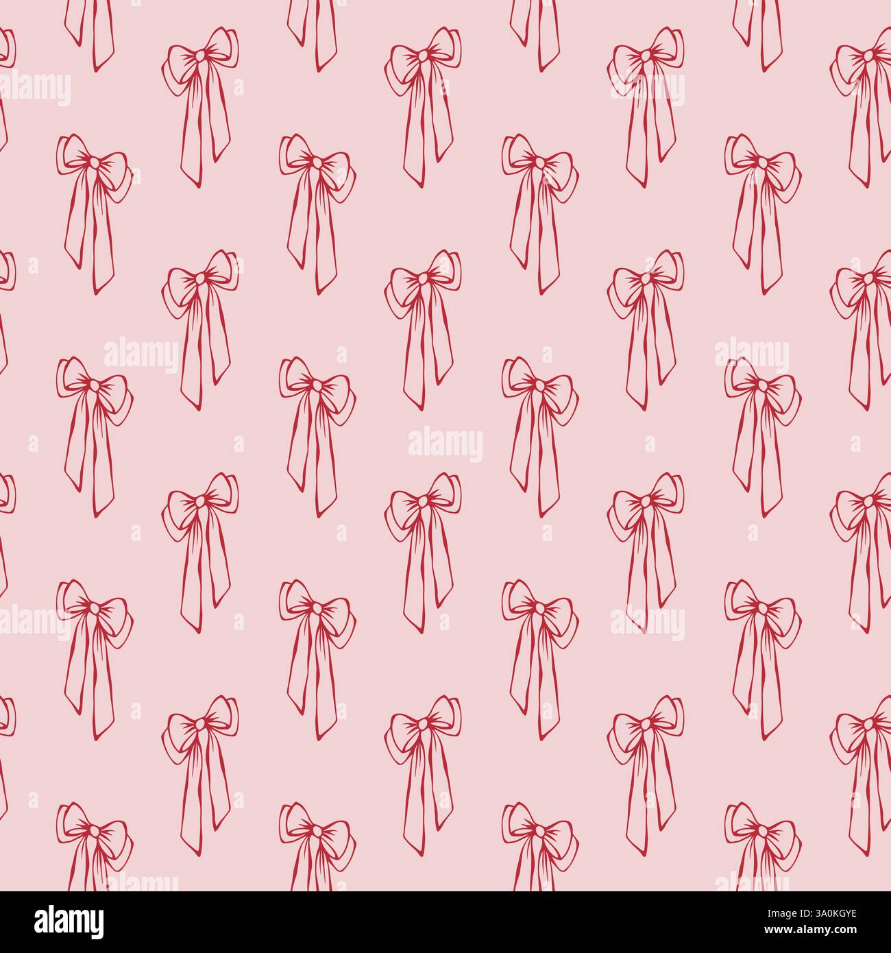 Red bows on pink background. Coquette core. Seamless pattern EPS vector ...