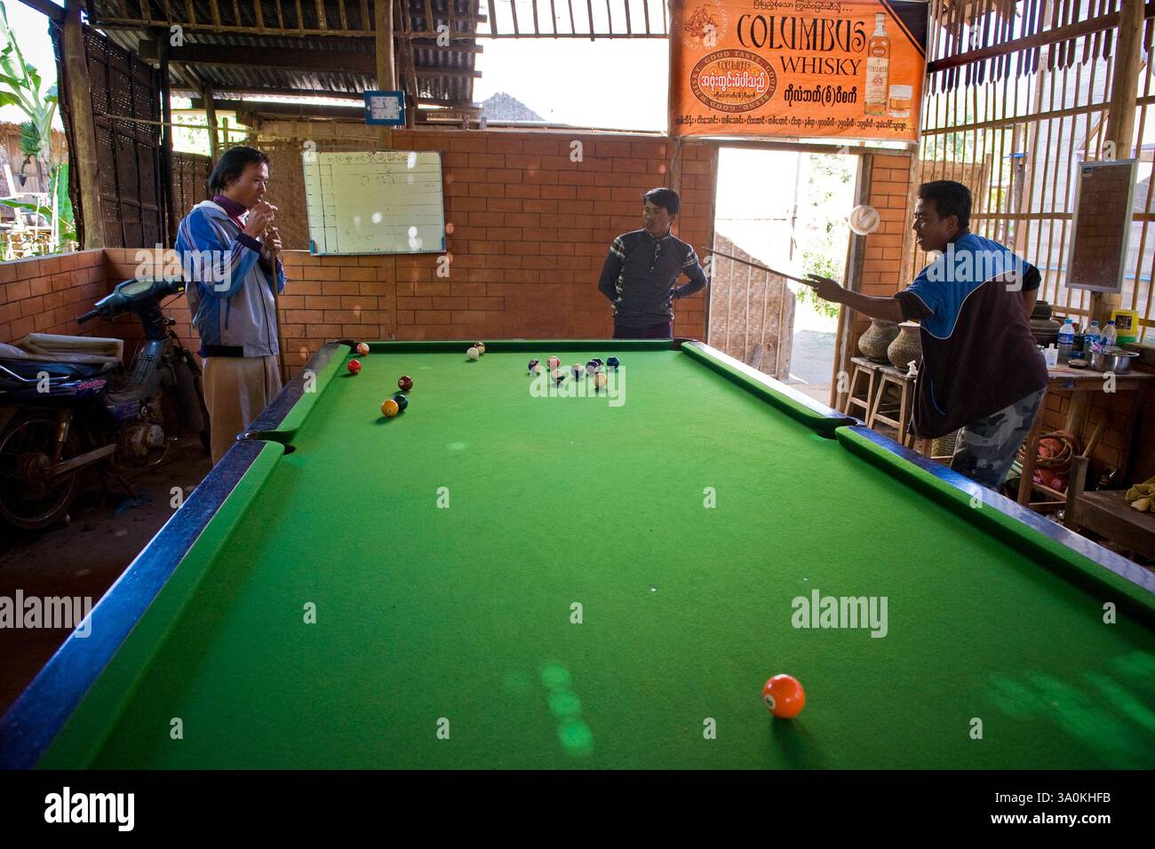 Myanmar, Inle lake, game of billiards Stock Photo - Alamy