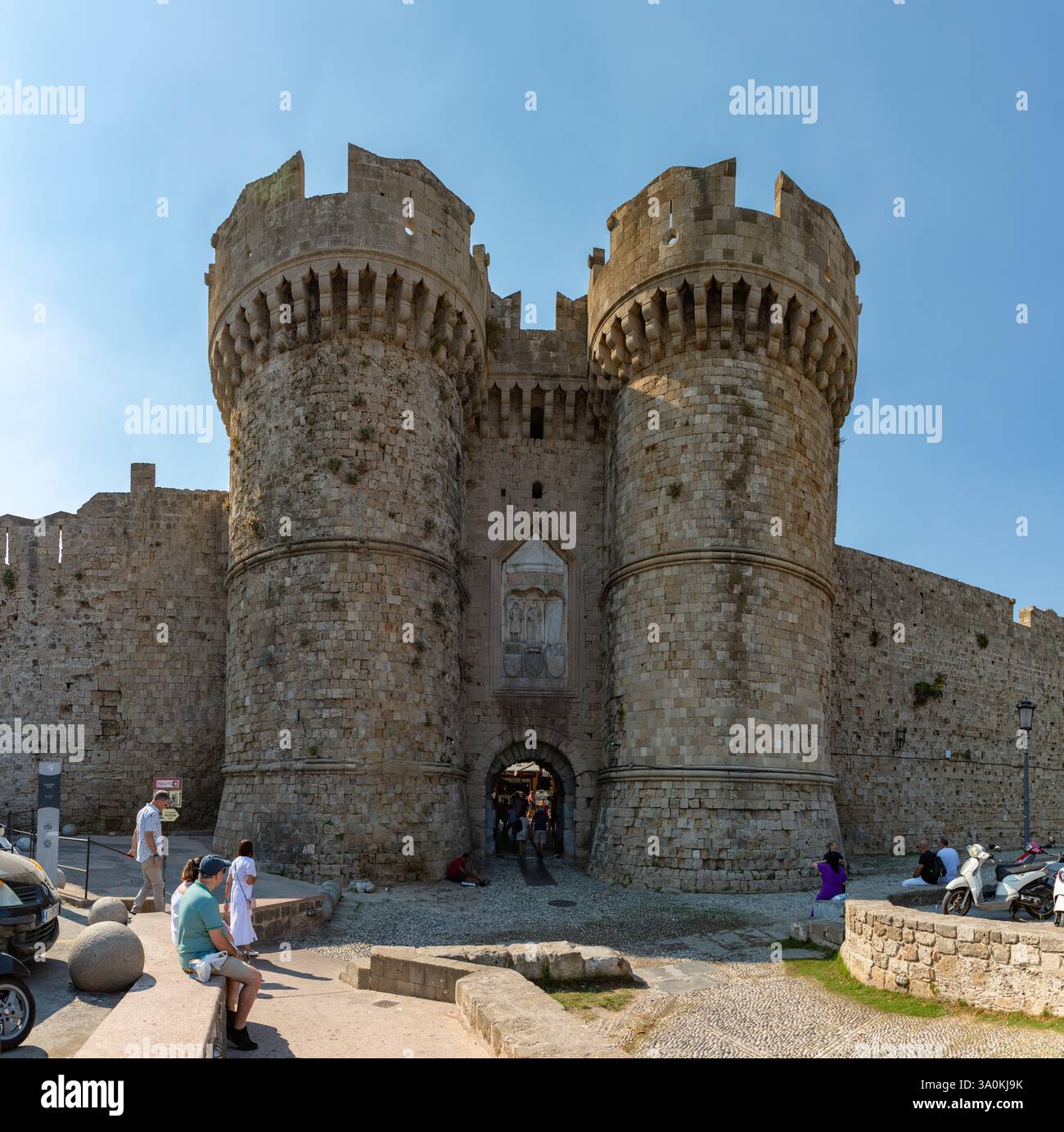 A picture of the Sea Gate, part of the Medieval Rhodes City Walls Stock ...
