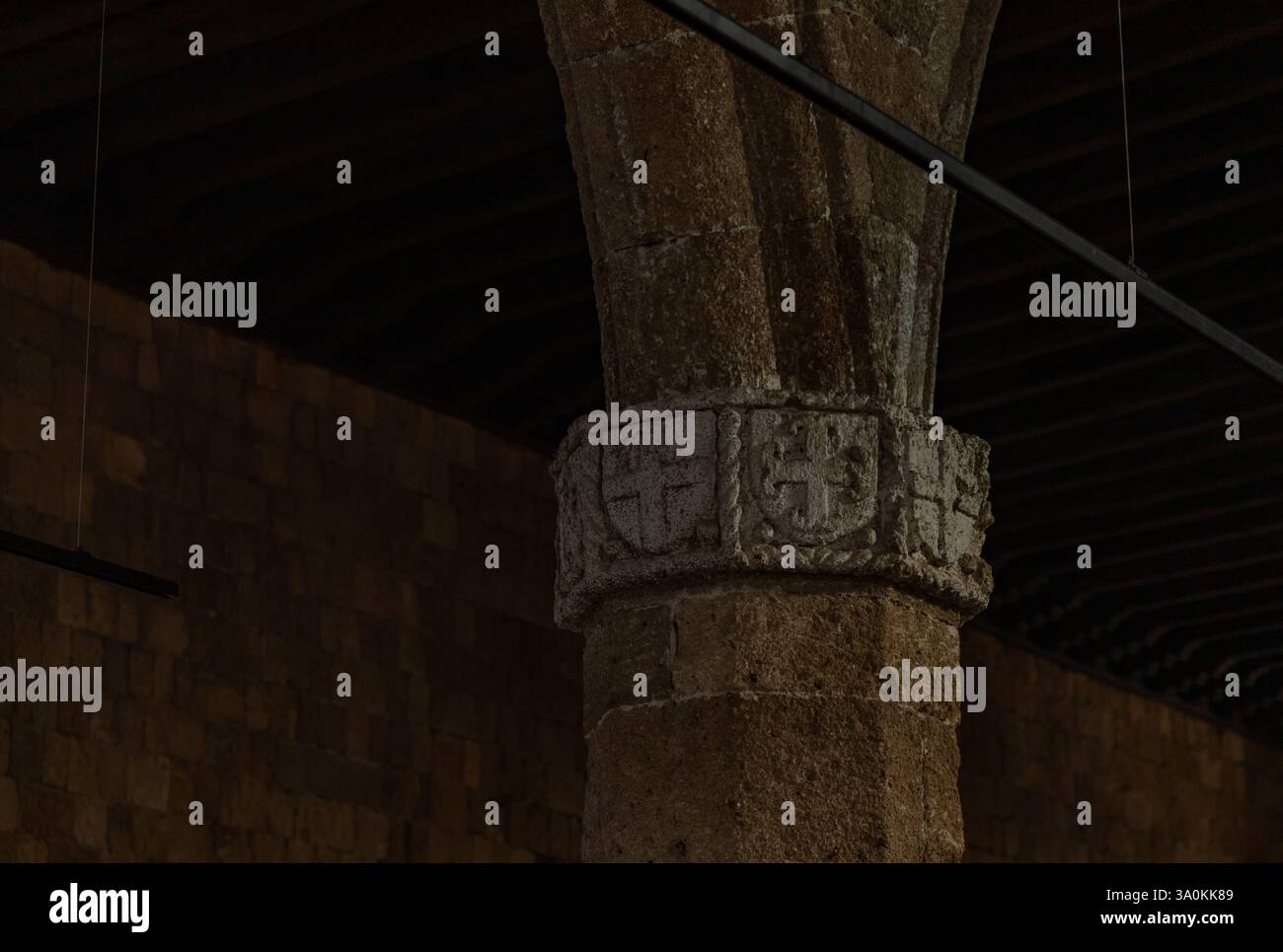 A close-up picture of a column inside of the Archaeological Museum of ...