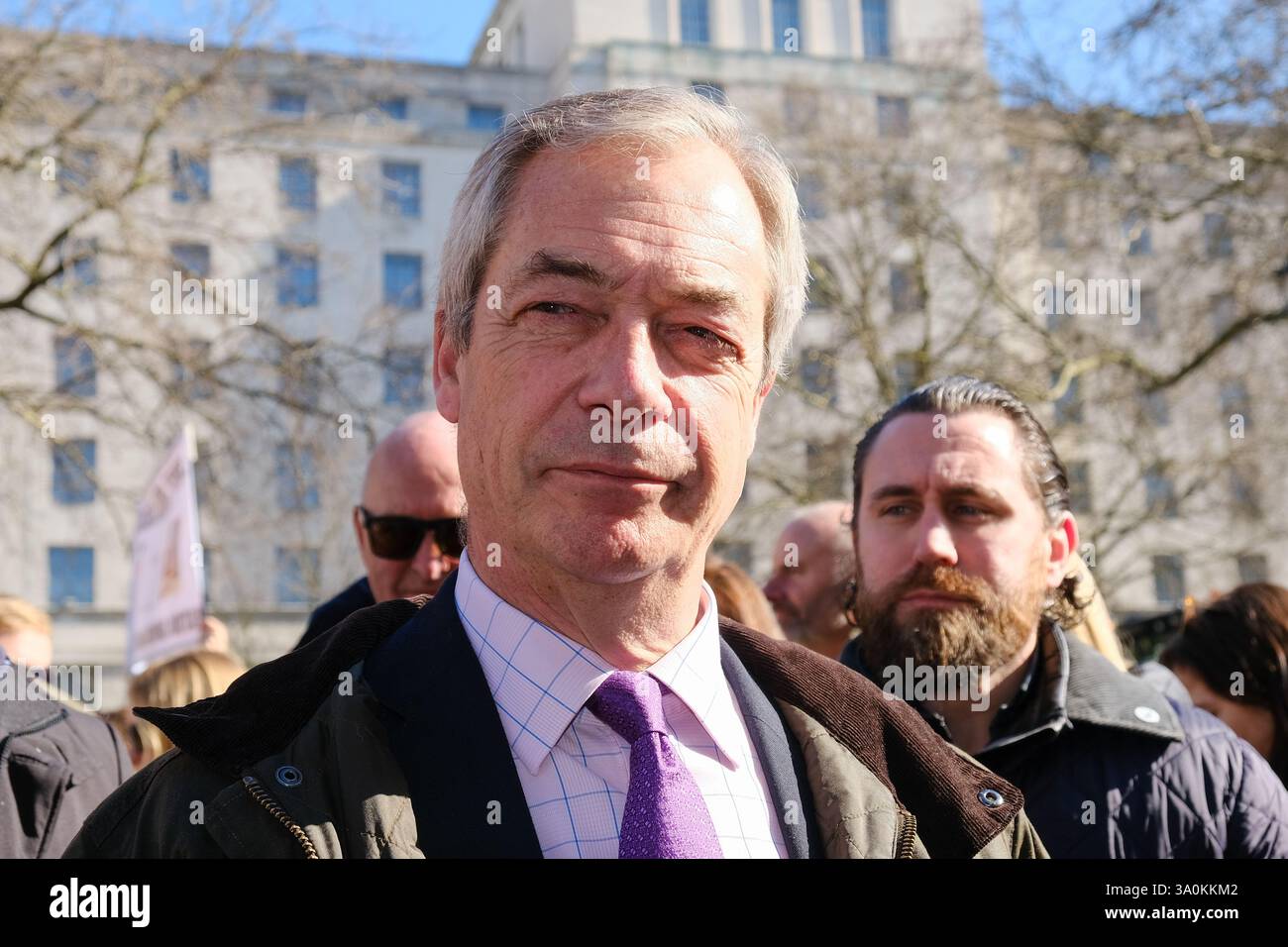 London, UK. 4th March 2025. Nigel Farage, Leader of the Reform Party is ...