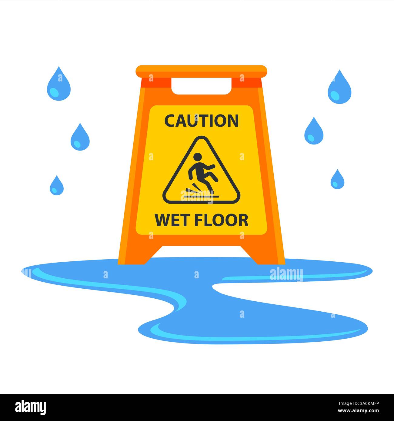 illustration of isolated caution slippery with drop water. Vector ...