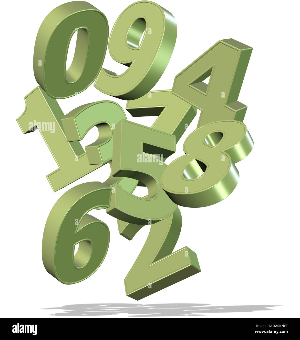 Lots of green numbers against a white background Stock Photo - Alamy