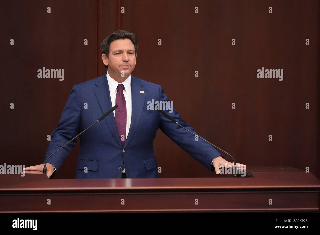 Florida Gov. Ron DeSantis gives his State of the State address to a ...